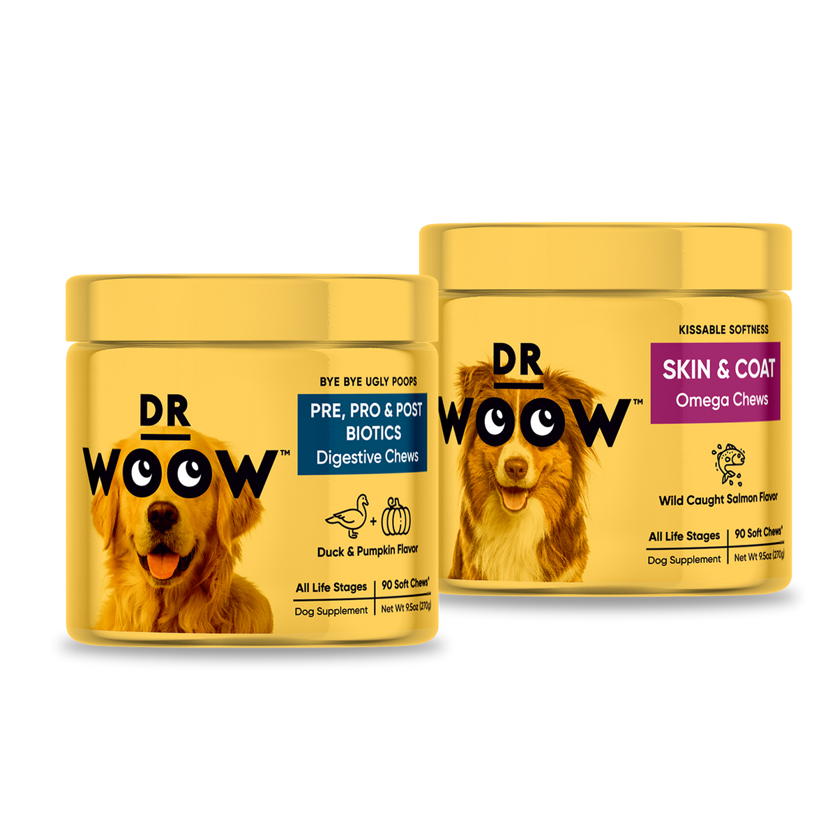 Delicate Pup Bundle Skin & Coat Omega-3 and Digestion Chews | Dr Woow